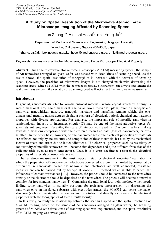 A Study on Spatial Resolution of the Microwave Atomic Force Microscope ...