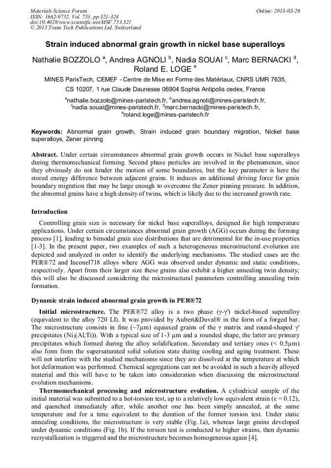 Strain Induced Abnormal Grain Growth in Nickel Base Superalloys ...