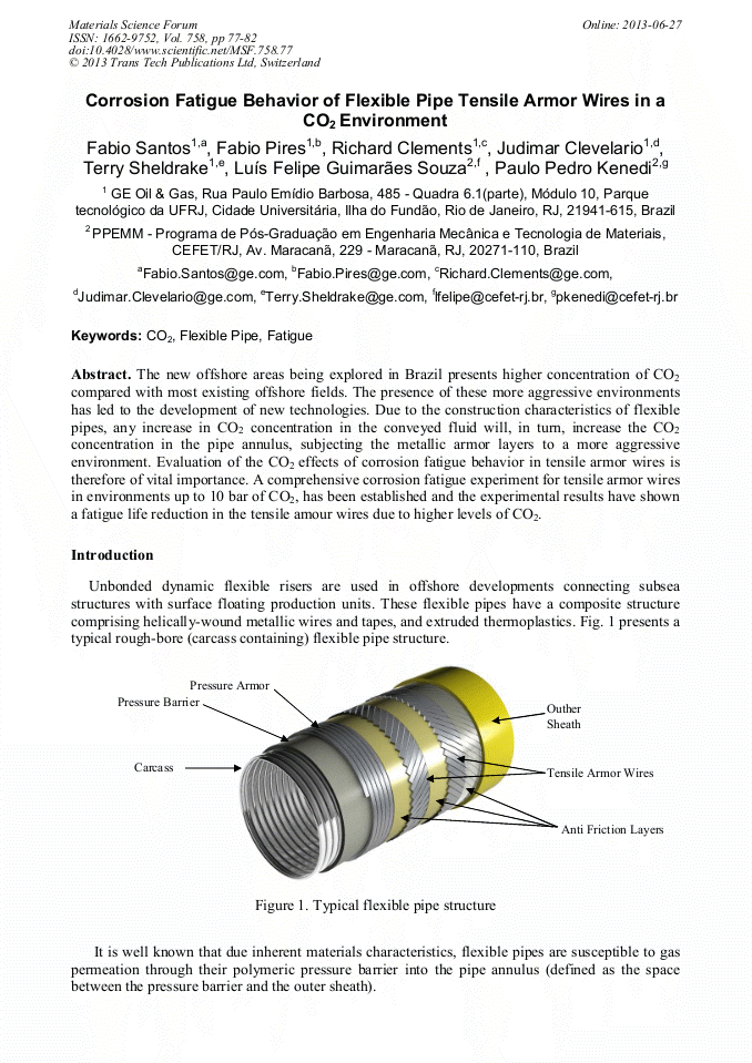 Corrosion Fatigue Behavior of Flexible Pipe Tensile Armor Wires in a ...