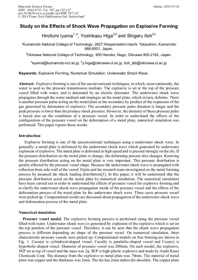 Study on the Effects of Shock Wave Propagation on Explosive Forming | Scientific.Net
