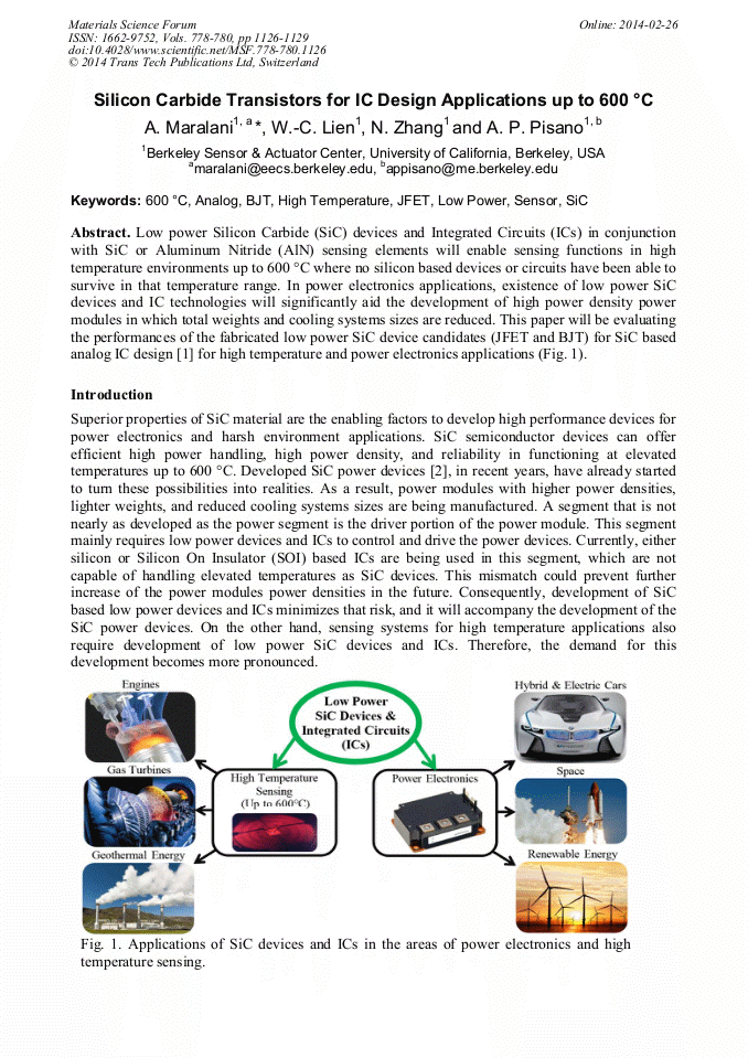 Silicon Carbide Transistors for IC Design Applications up to 600 °C ...