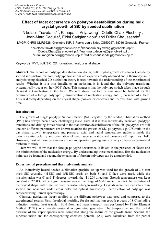 Effect of Facet Occurrence on Polytype Destabilization during Bulk ...