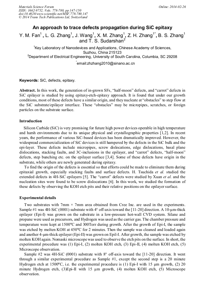 An Approach to Trace Defects Propagation during SiC Epitaxy ...