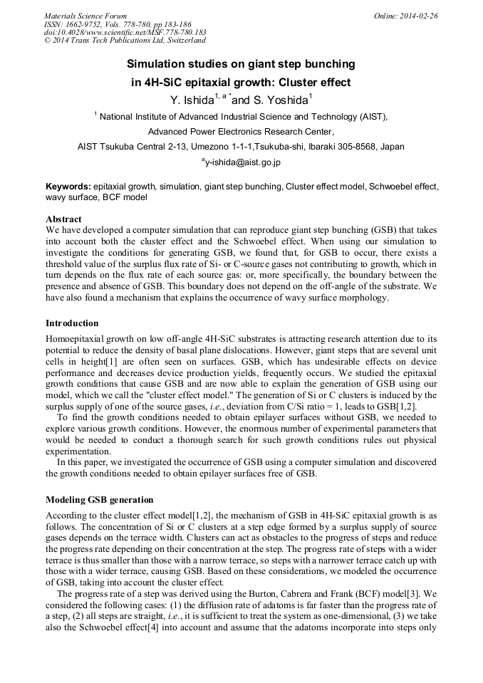 Simulation Studies on Giant Step Bunching in 4H-SiC Epitaxial Growth ...