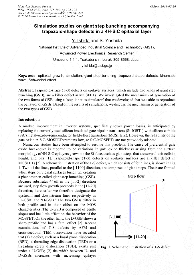 Simulation Studies on Giant Step Bunching Accompanying Trapezoid-Shape ...