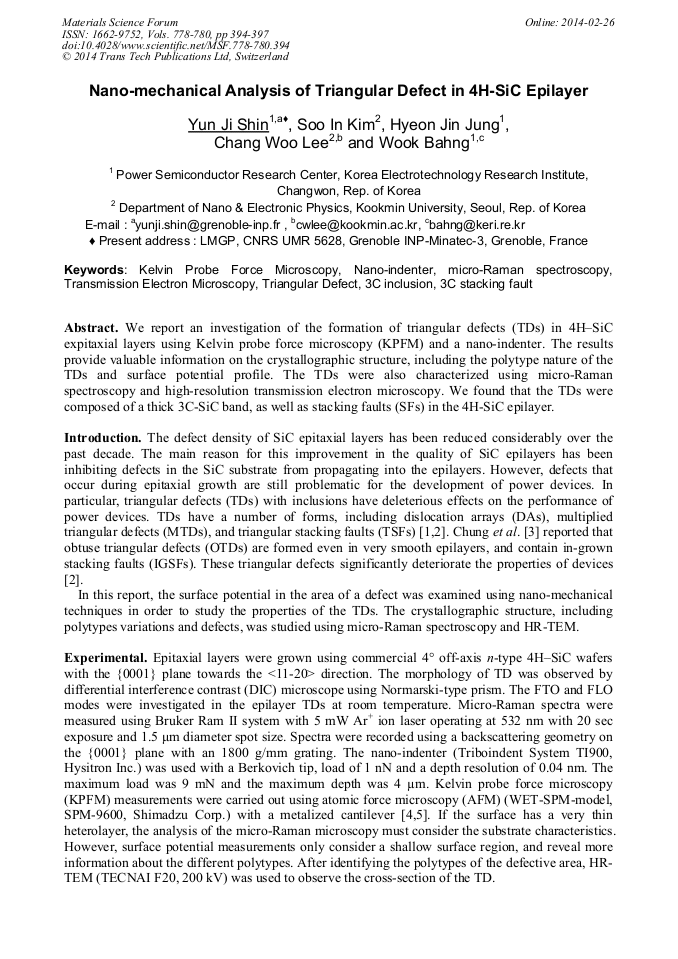 Nanomechanical Analysis of Triangular Defect in 4H-SiC Epilayer ...