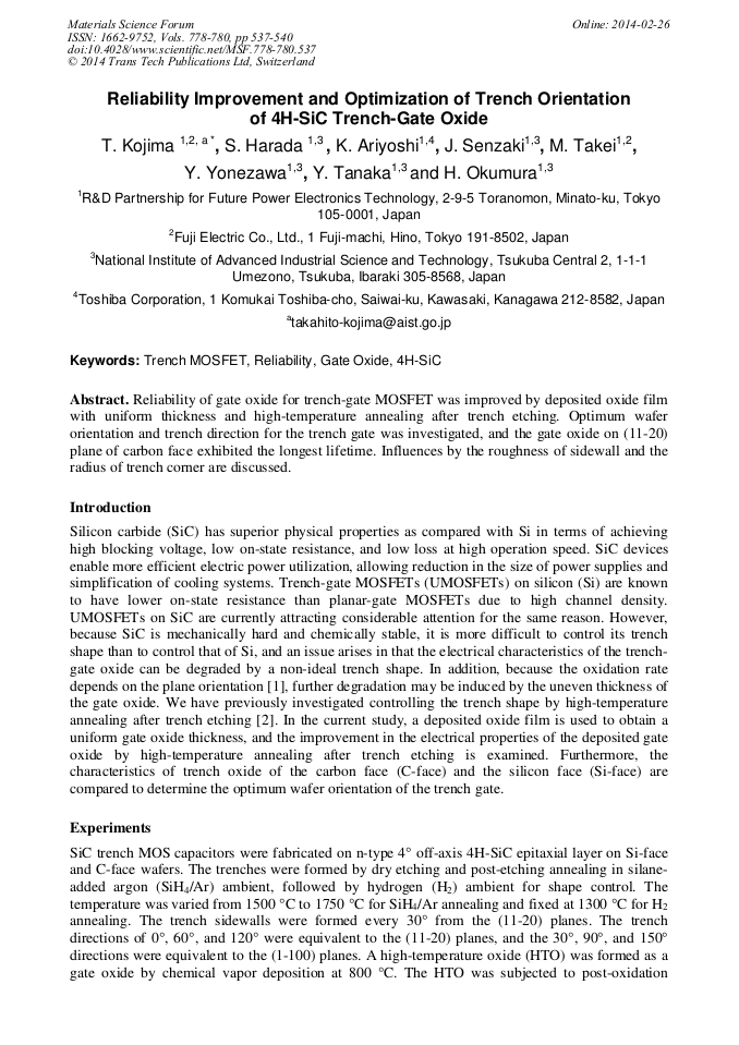 Reliability Improvement and Optimization of Trench Orientation of 4H ...