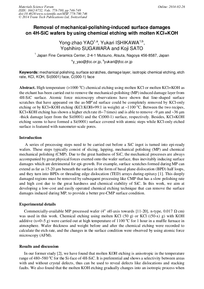 Removal of Mechanical-Polishing-Induced Surface Damages on 4H-SiC ...
