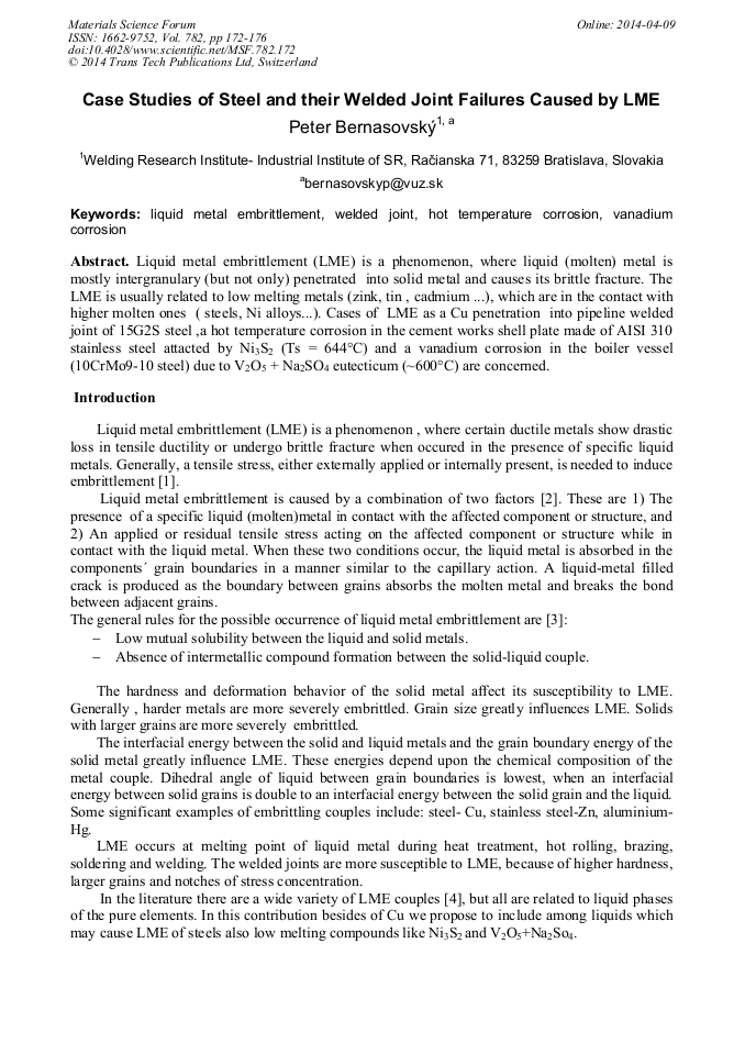 Case Studies of Steel and their Welded Joint Failures Caused by LME ...