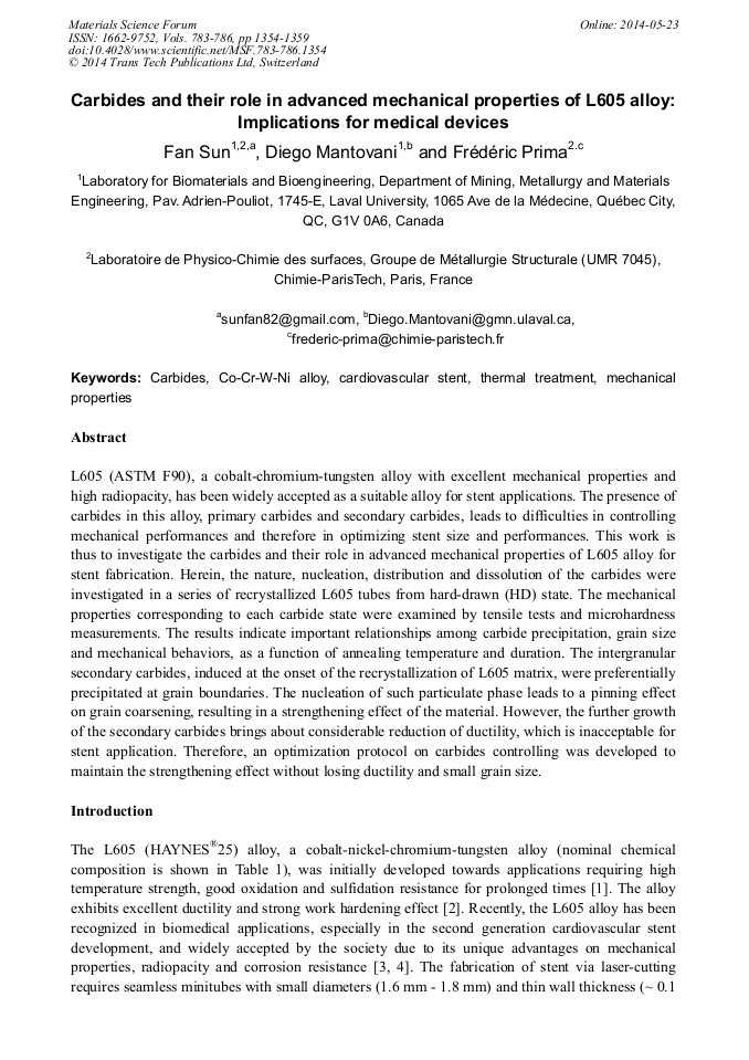 Carbides and their Role in Advanced Mechanical Properties of L605 Alloy ...