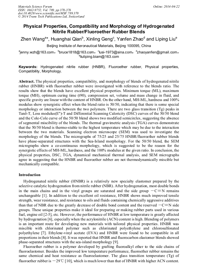 Physical Properties, Compatibility and Morphology of Hydrogenated ...