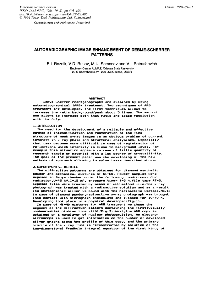Autoradiographic Image Enhancement of Debye-Scherrer Patterns ...