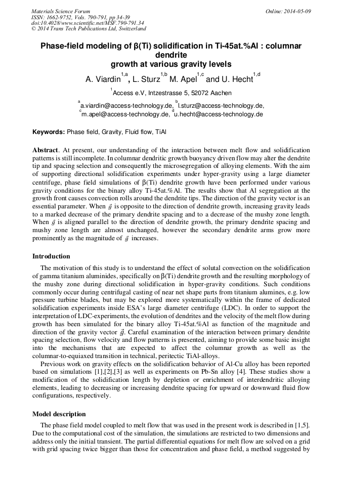 Phase Field Modeling of β(Ti) Solidification in Ti-45at.%Al: Columnar ...