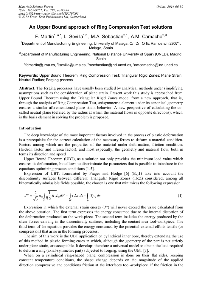An Upper Bound Approach of Ring Compression Test Solutions | Scientific.Net
