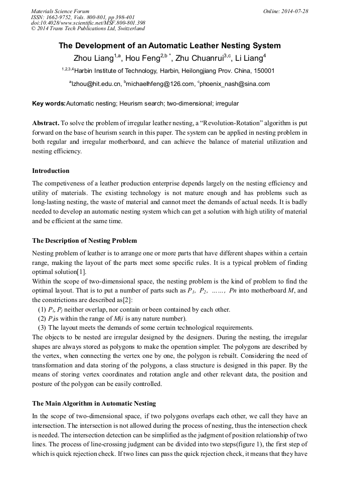 The Development of an Automatic Leather Nesting System | Scientific.Net