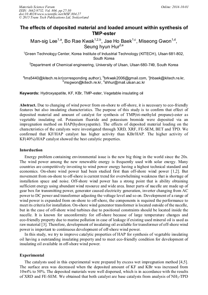 The Effects of Deposited Material and Loaded Amount within Synthesis of ...