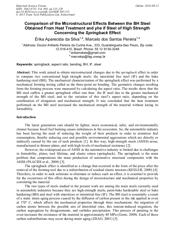 Comparison of the Microstructural Effects between the BH Steel Obtained ...