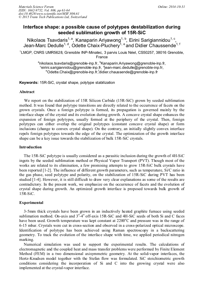 Interface Shape: A Possible Cause of Polytypes Destabilization during ...