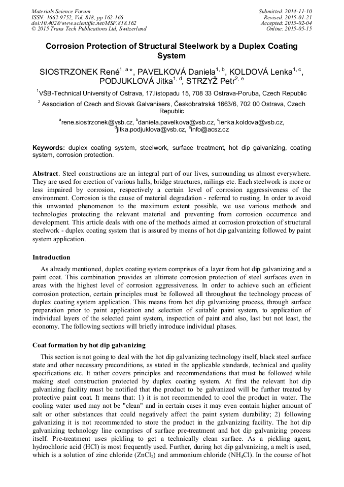 Corrosion Protection of Structural Steelwork by a Duplex Coating System ...