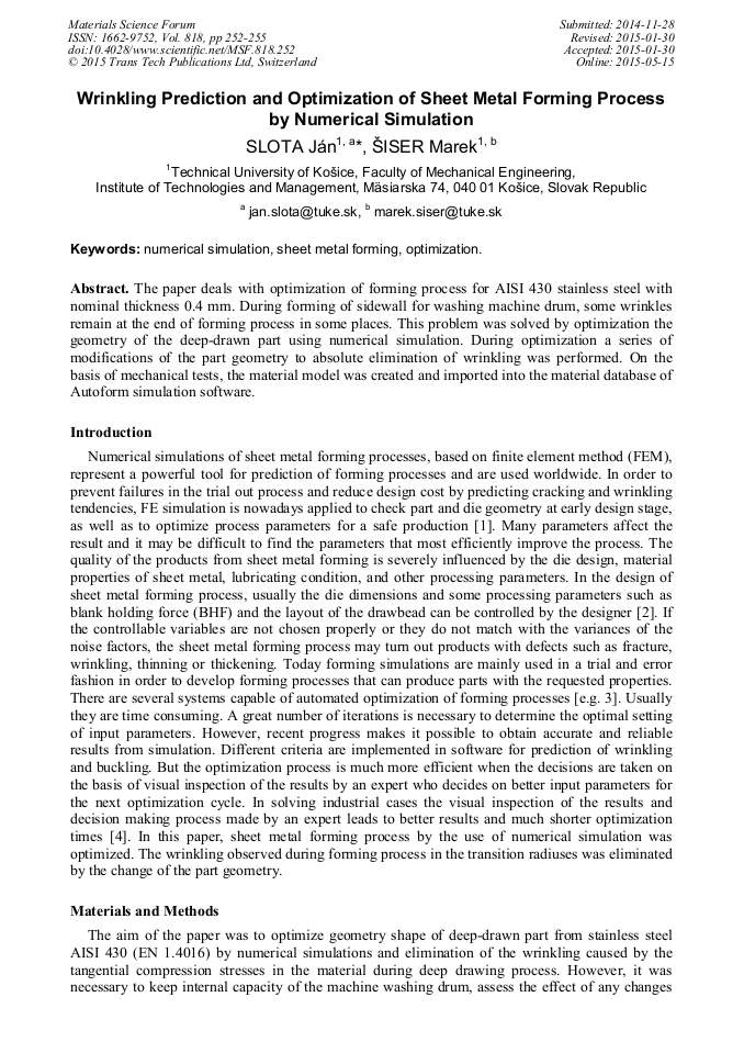 Wrinkling Prediction and Optimization of Sheet Metal Forming Process by ...