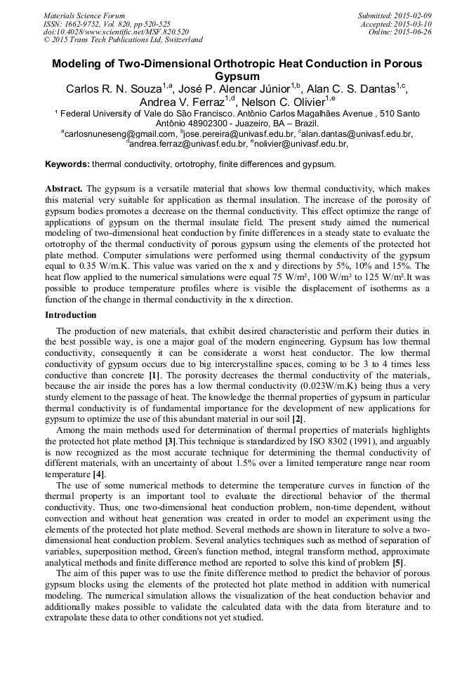 Modeling of Two-Dimensional Orthotropic Heat Conduction in Porous ...