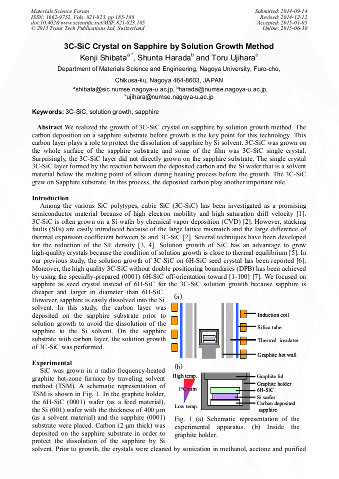 3C-SiC Crystal on Sapphire by Solution Growth Method | Scientific.Net