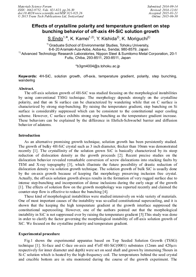 Effects of Crystalline Polarity and Temperature Gradient on Step ...