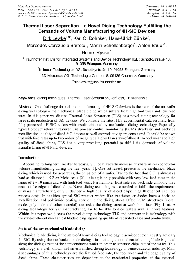 Thermal Laser Separation – A Novel Dicing Technology Fulfilling the ...