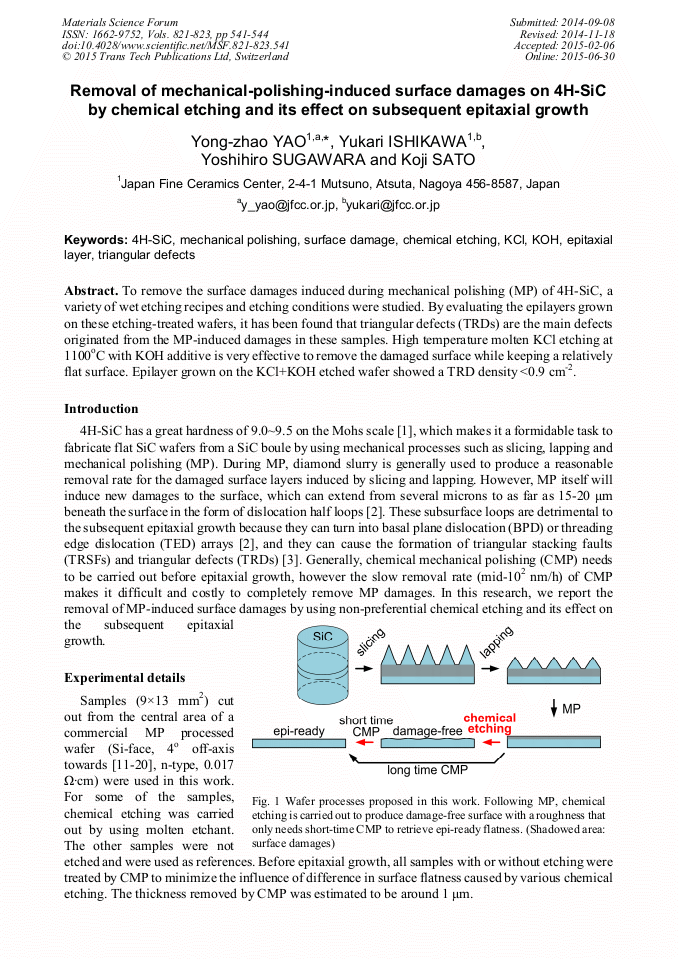 Removal of Mechanical-Polishing-Induced Surface Damages on 4H-SiC by ...