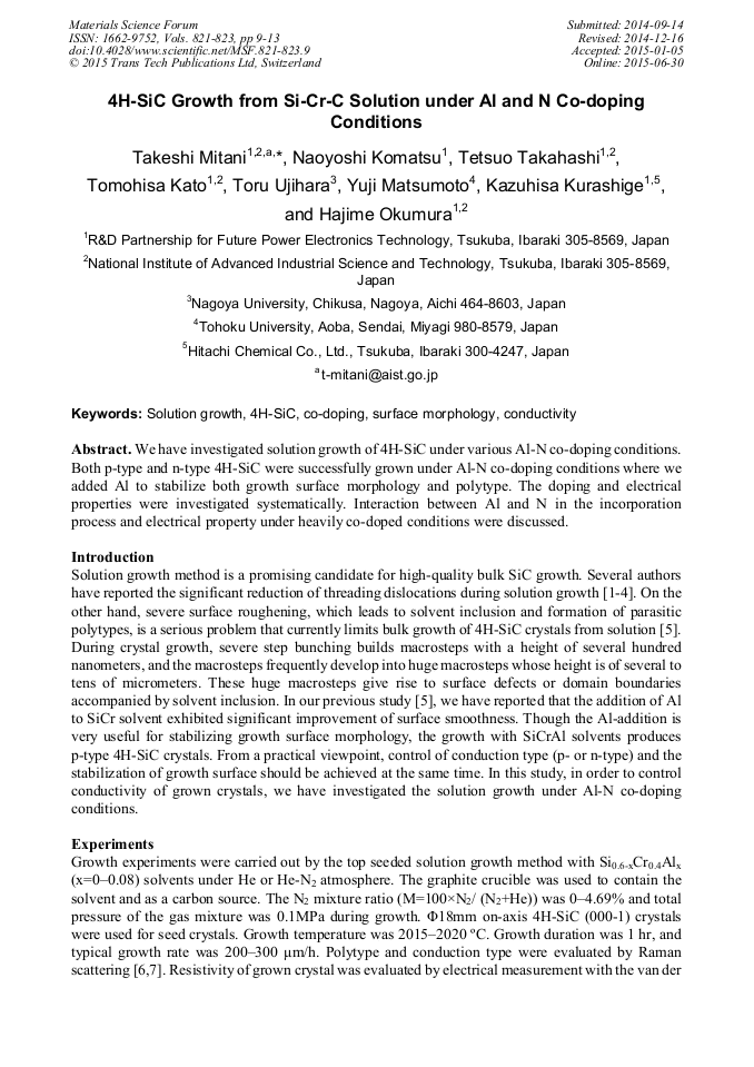 4H-SiC Growth from Si-Cr-C Solution under Al and N Co-Doping Conditions ...