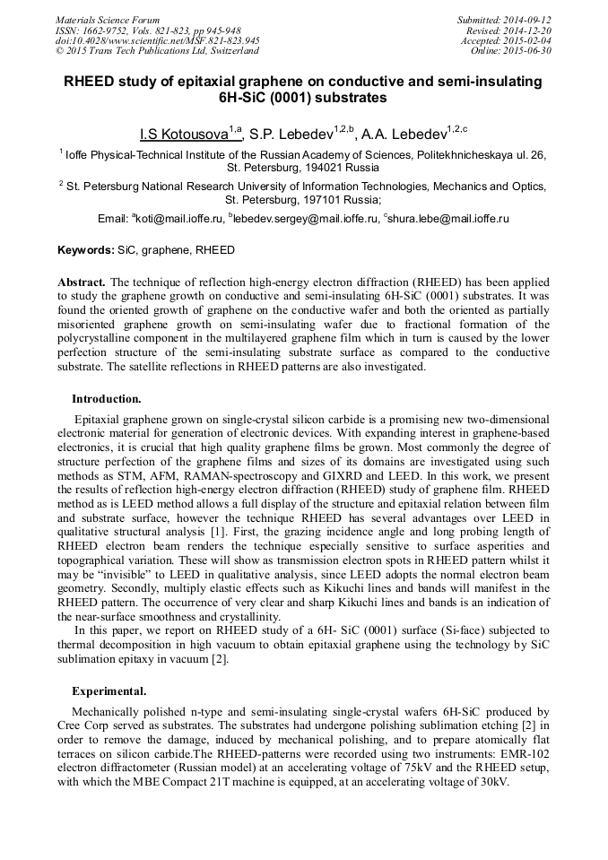 RHEED Study of Epitaxial Graphene on Conductive and Semi-Insulating 6H ...