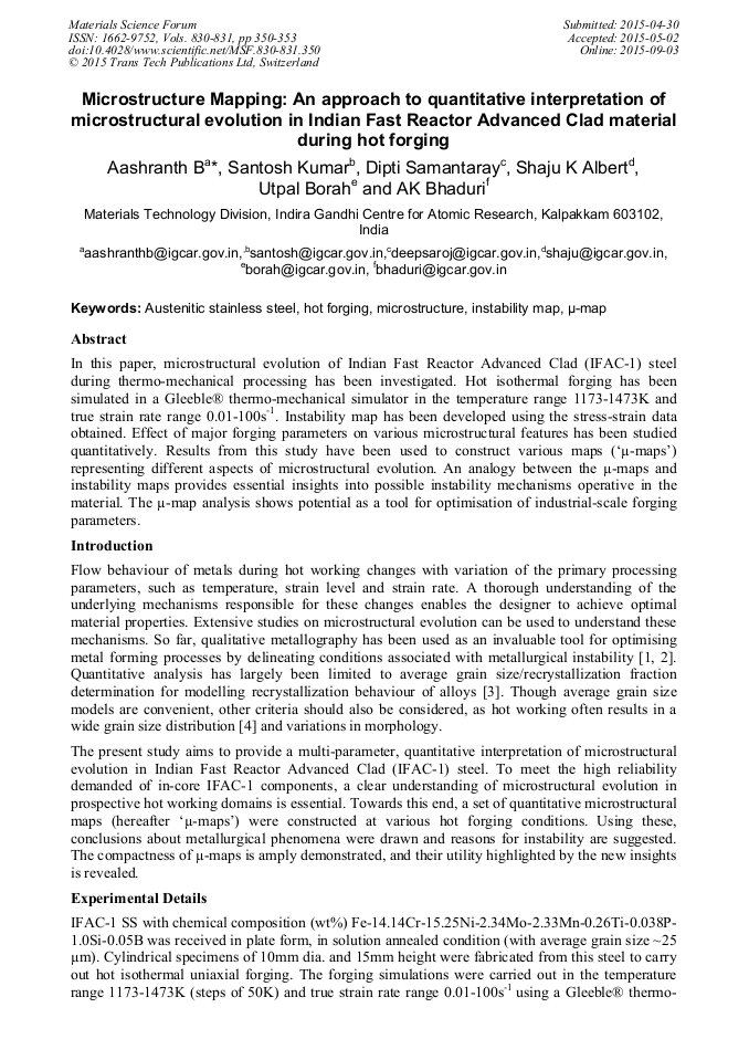 Microstructure Mapping An Approach To Quantitative Interpretation Of Microstructural Evolution