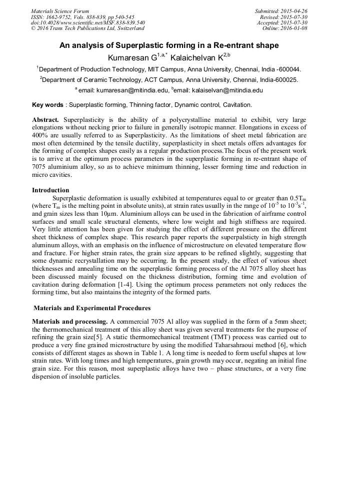 An Analysis of Superplastic Forming in a Re-Entrant Shape | Scientific.Net