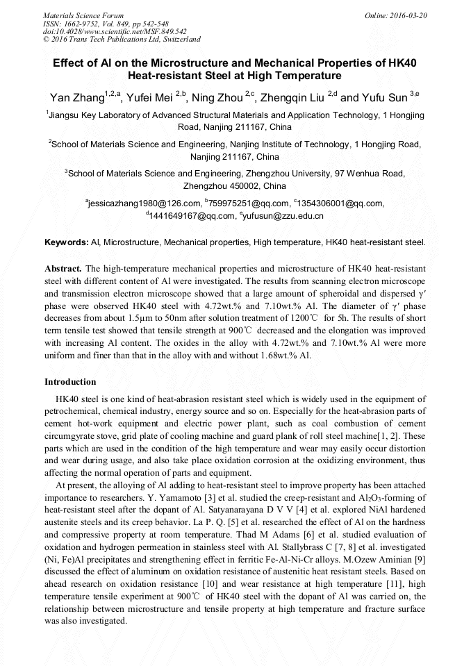 Effect of Al on the Microstructure and Mechanical Properties of HK40 ...