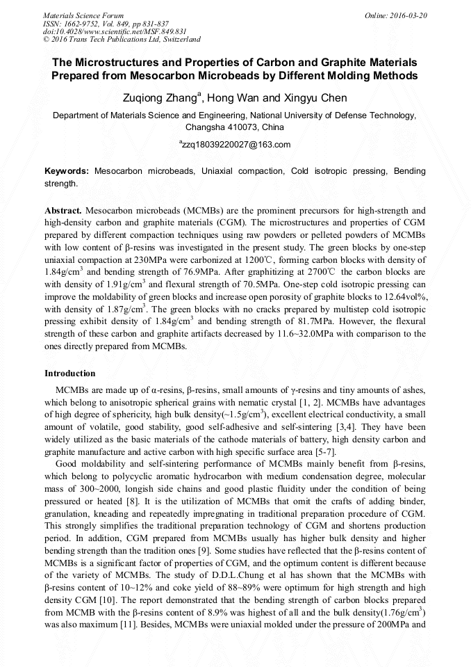 The Microstructures and Properties of Carbon and Graphite Materials ...