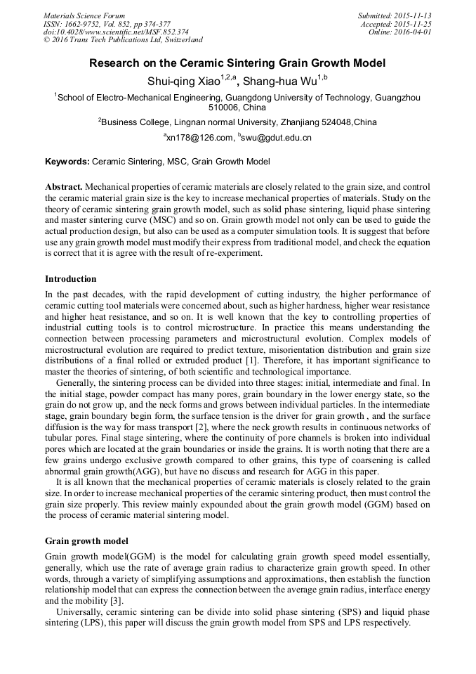Research on the Ceramic Sintering Grain Growth Model | Scientific.Net