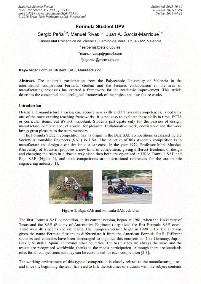 Formula Student UPV | Scientific.Net