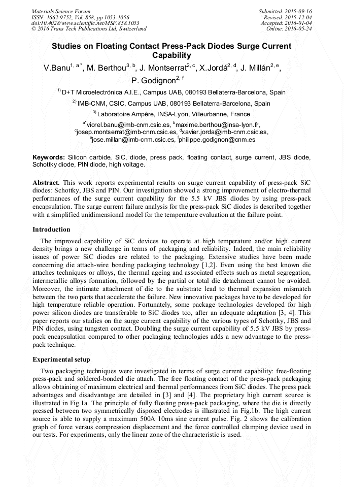 Studies on Floating Contact Press-Pack Diodes Surge Current Capability ...
