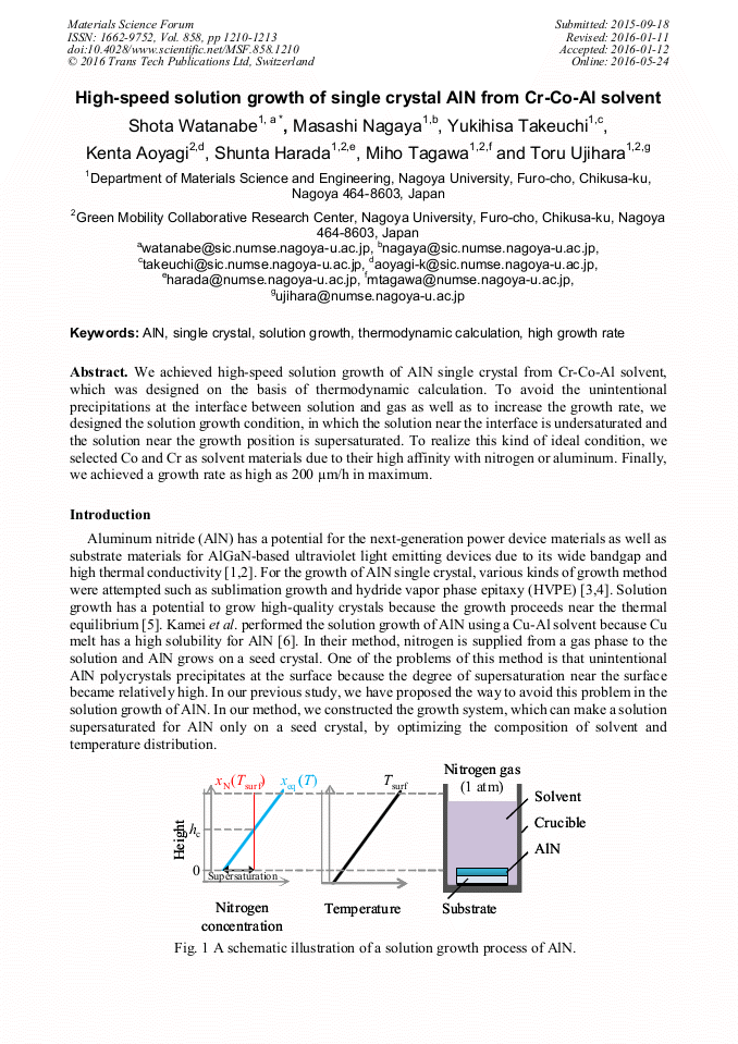 High-Speed Solution Growth of Single Crystal AlN from Cr-Co-Al Solvent ...