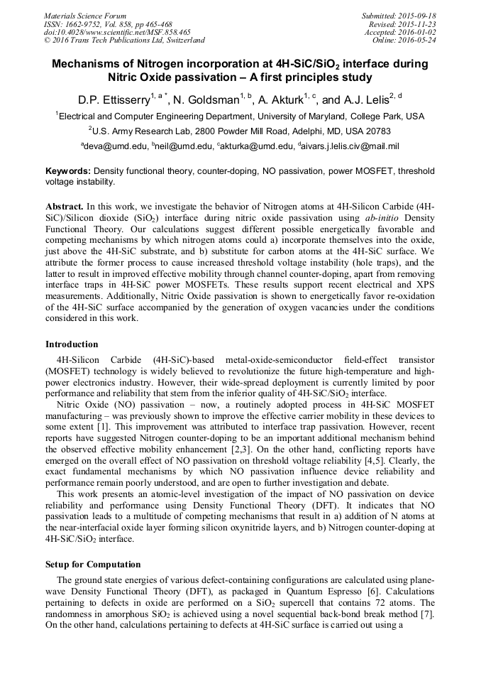 Mechanisms of Nitrogen Incorporation at 4H-SiC/SiO2 Interface during ...