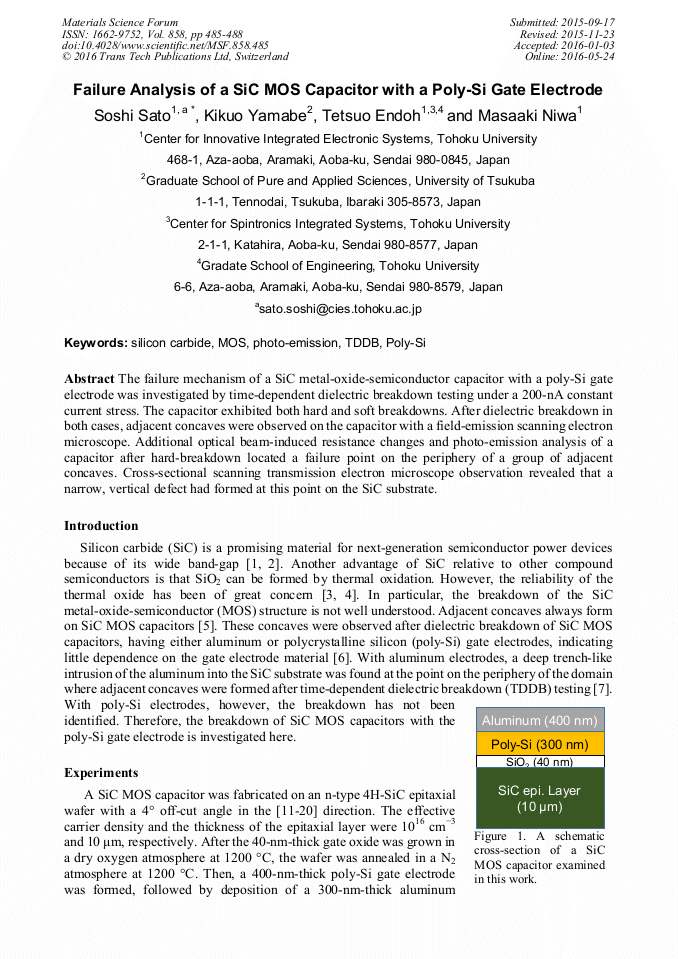 Failure Analysis of a SiC MOS Capacitor with a Poly-Si Gate Electrode ...