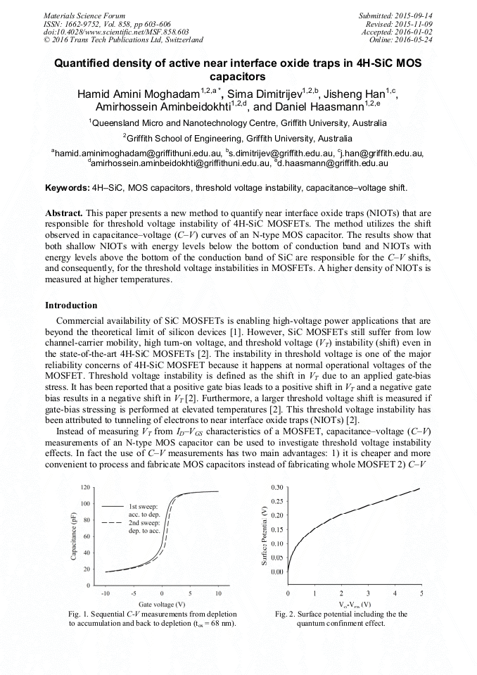 Quantified Density of Active near Interface Oxide Traps in 4H-SiC MOS ...