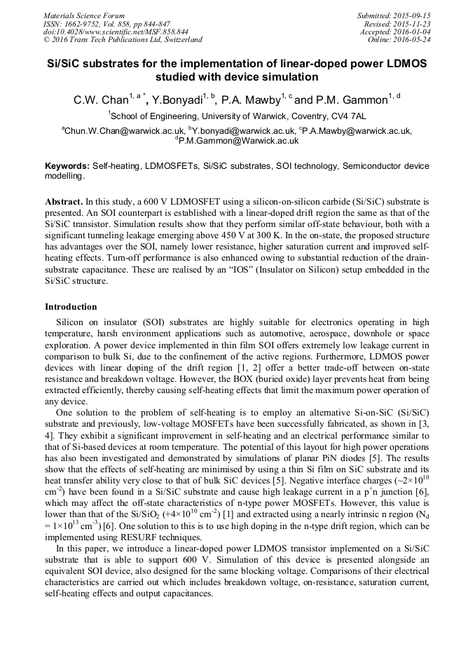 Si/SiC Substrates for the Implementation of Linear-Doped Power LDMOS ...