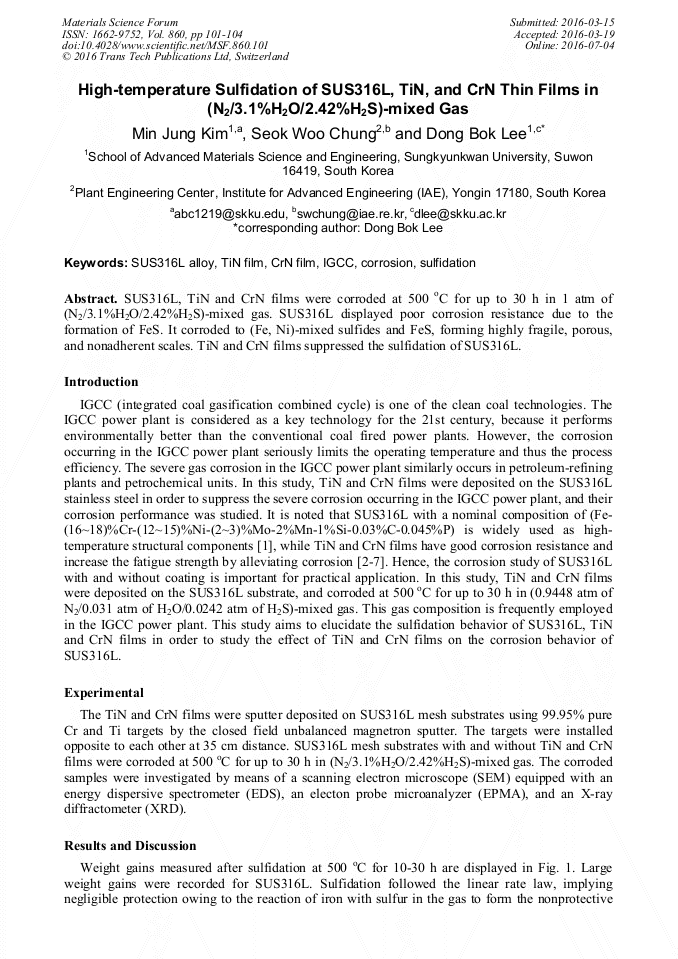 High-Temperature Sulfidation of SUS316L, TiN, and CrN Thin Films in (N2 ...