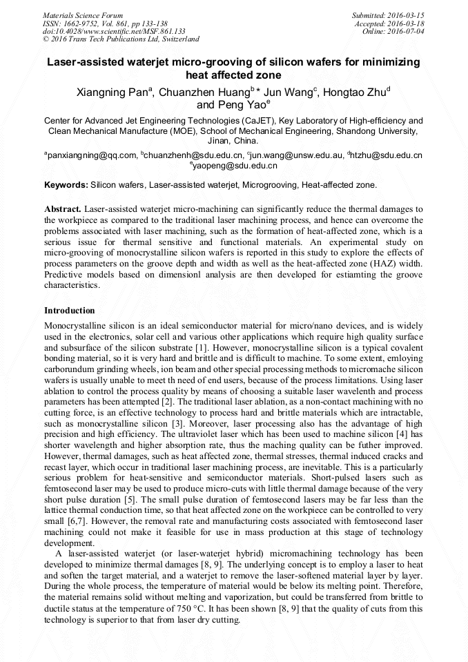 Laser-Assisted Waterjet Micro-Grooving of Silicon Wafers for Minimizing ...