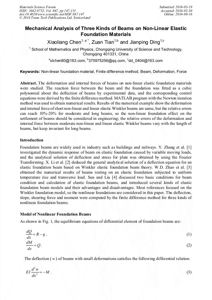Mechanical Analysis of Three Kinds of Beams on Non-Linear Elastic ...
