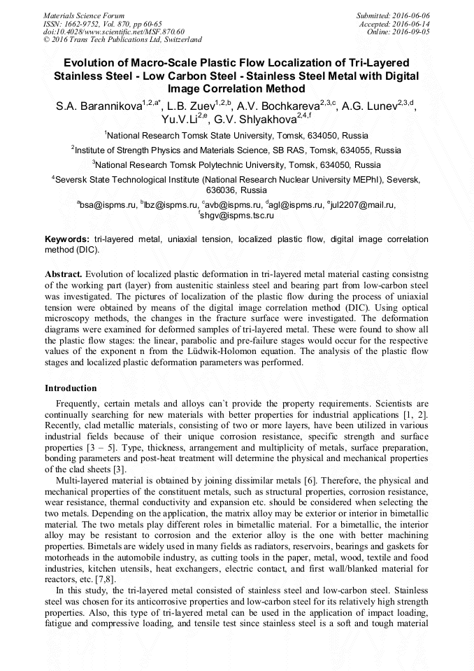 Evolution of Macro-Scale Plastic Flow Localization of Tri-Layered ...