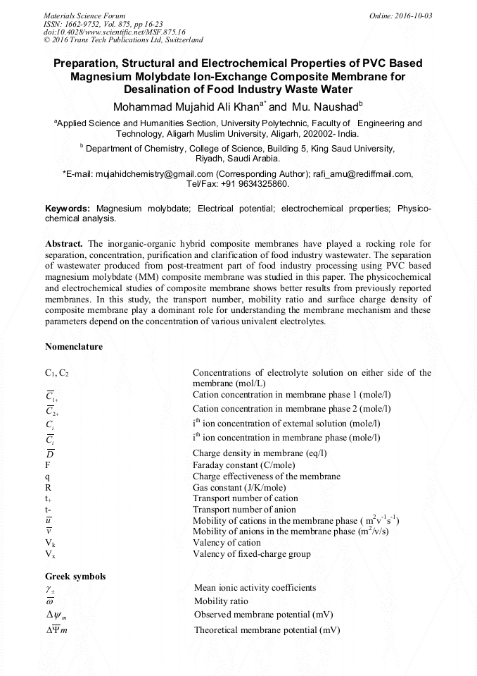 Preparation, Structural and Electrochemical Properties of PVC Based ...