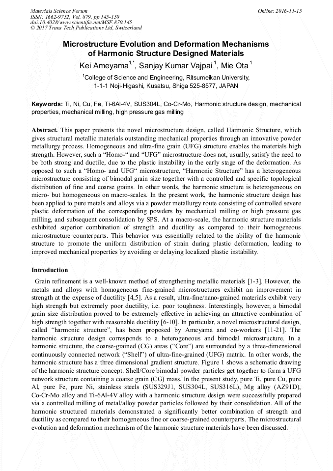 Microstructure Evolution and Deformation Mechanisms of Harmonic ...