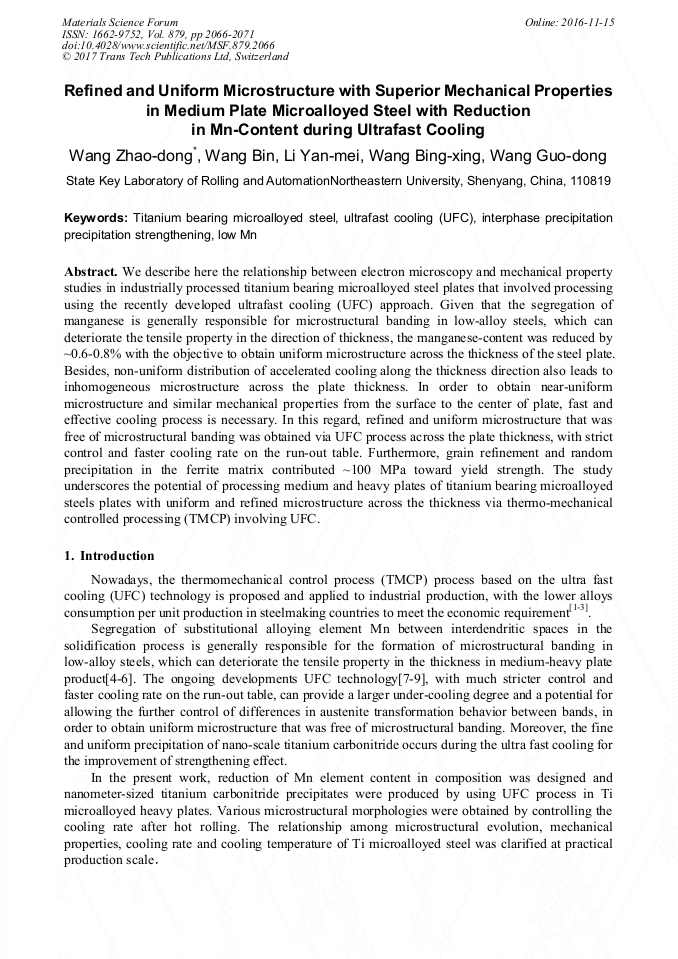Refined and Uniform Microstructure with Superior Mechanical Properties ...